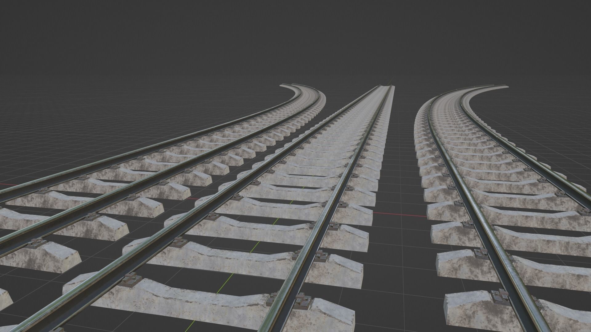 Railroad train track with metal rails free 3D model | CGTrader