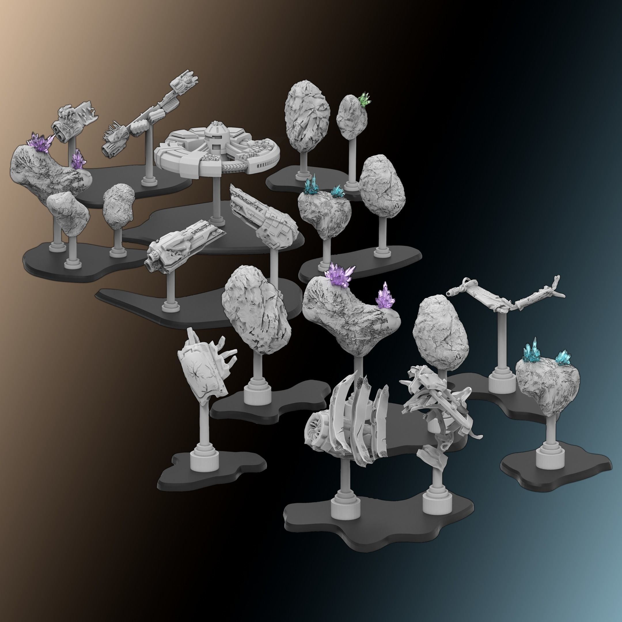 Space Scenery Obstacles for Star Wars Armada and X-Wing 3D model 3D ...