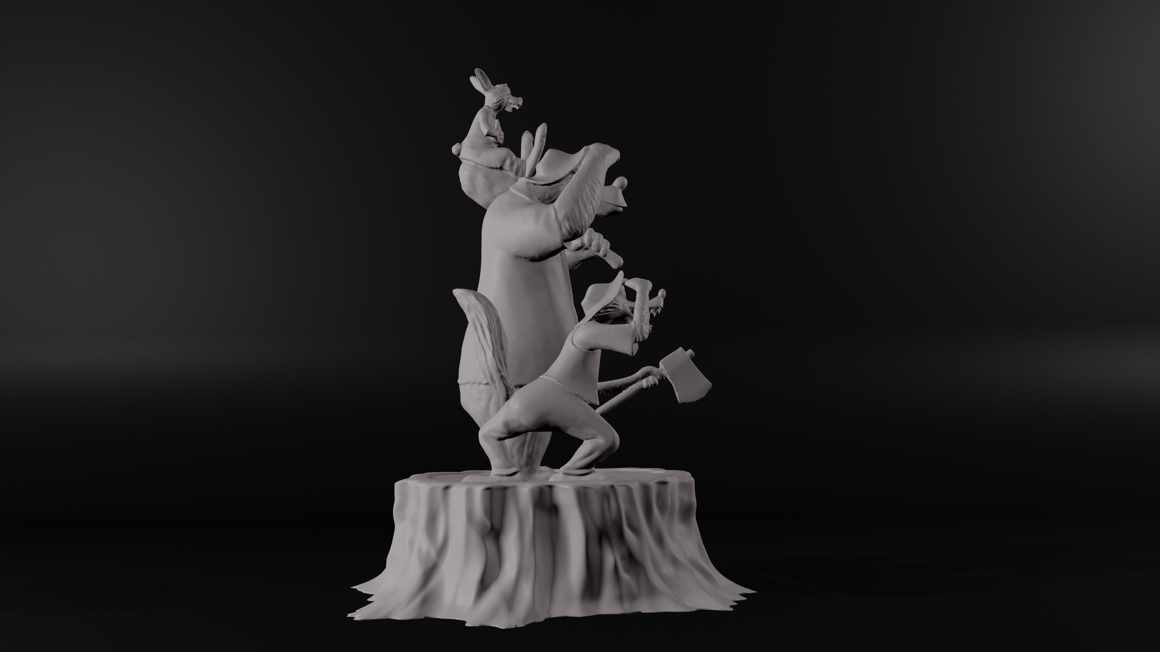 Splash Mountain Statue with Brer Fox Brer Bear and Brer Rabbit 3D model ...