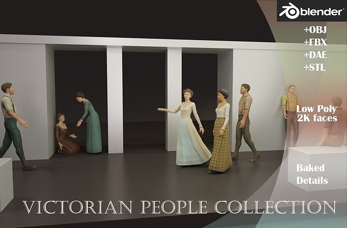 3D Model Collection Low Poly Victorian Civilians VR / AR / low-poly | CGTrader