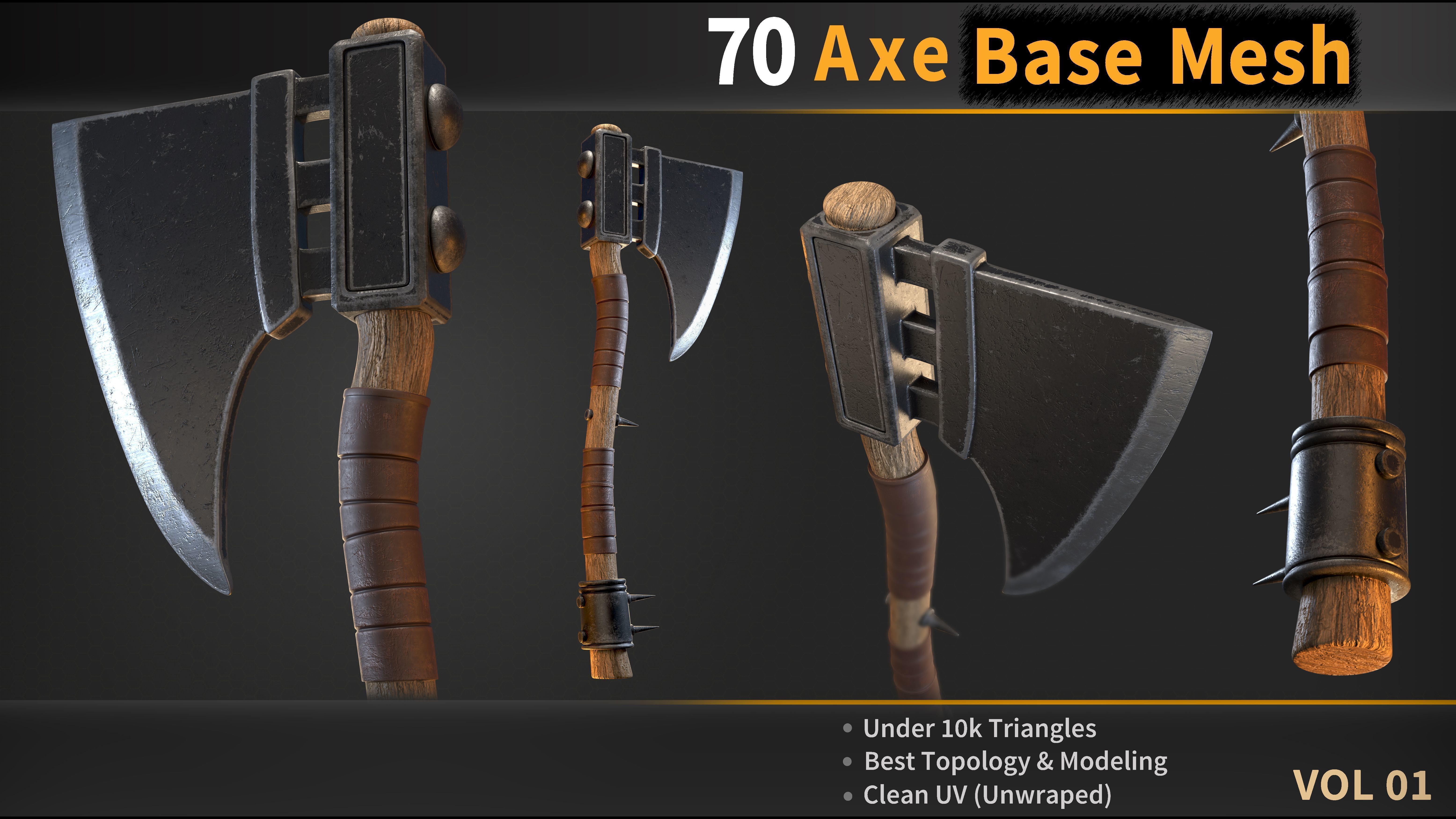 3D model 70 Axe Base Mesh - VOL 01 - Ready for Game VR / AR / low-poly ...