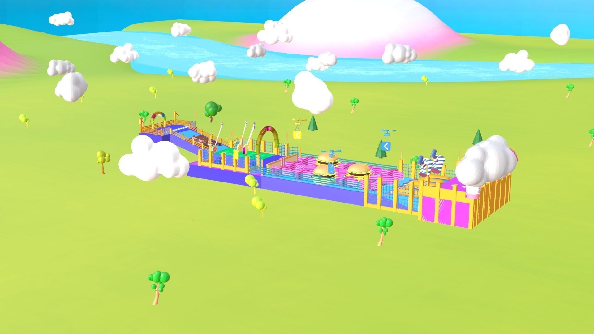 3D model Inflatable - Obstacles jumping Game Environment Map VR / AR ...