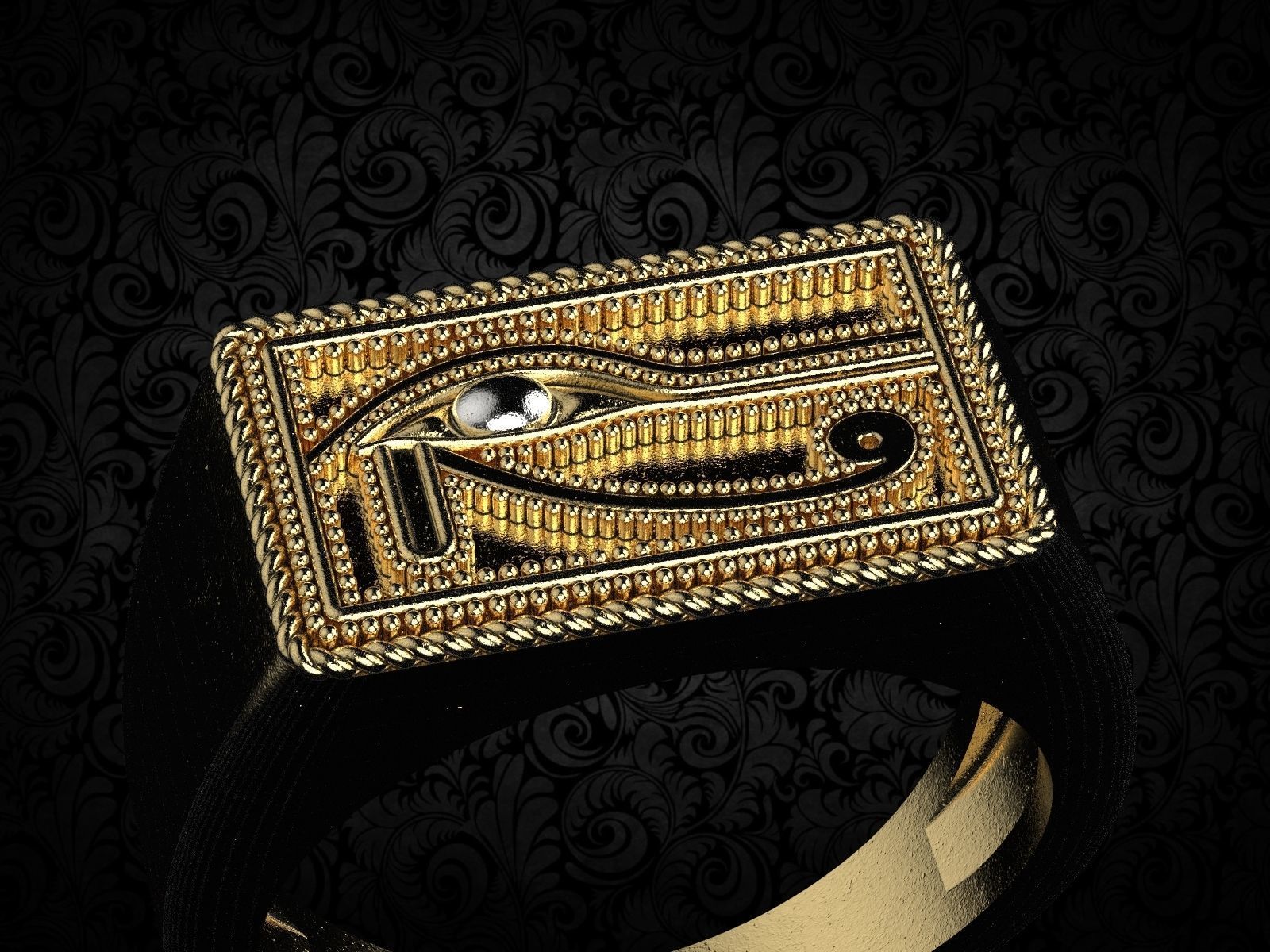 Beaded Egyptian Signet Ring 3D model 3D printable | CGTrader