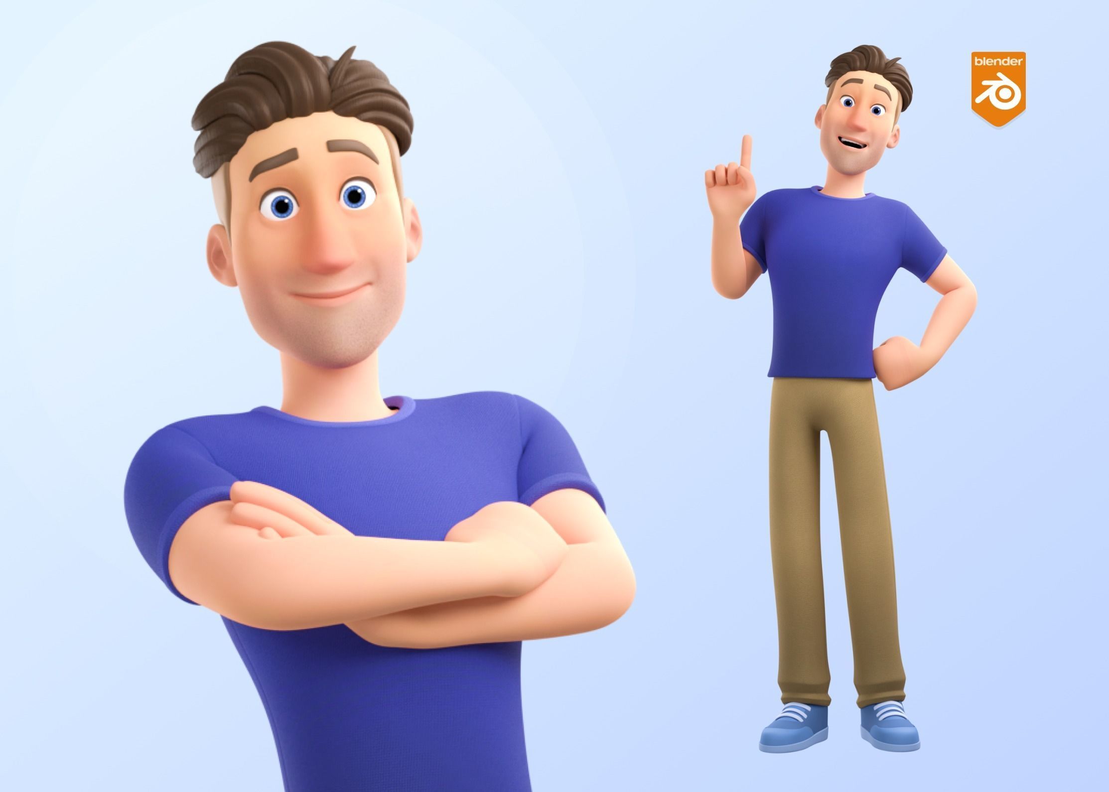 3D model Man Cartoon Character Rigged in Blender VR / AR / low-poly ...