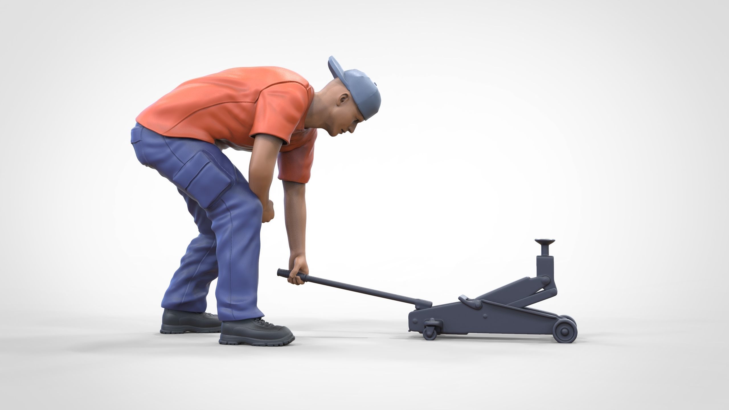 N11 Mechanic with Hydraulic car jack 3D model 3D printable | CGTrader