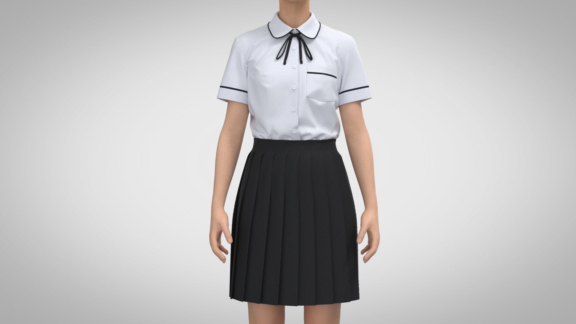 School Uniform Female 3D model | CGTrader