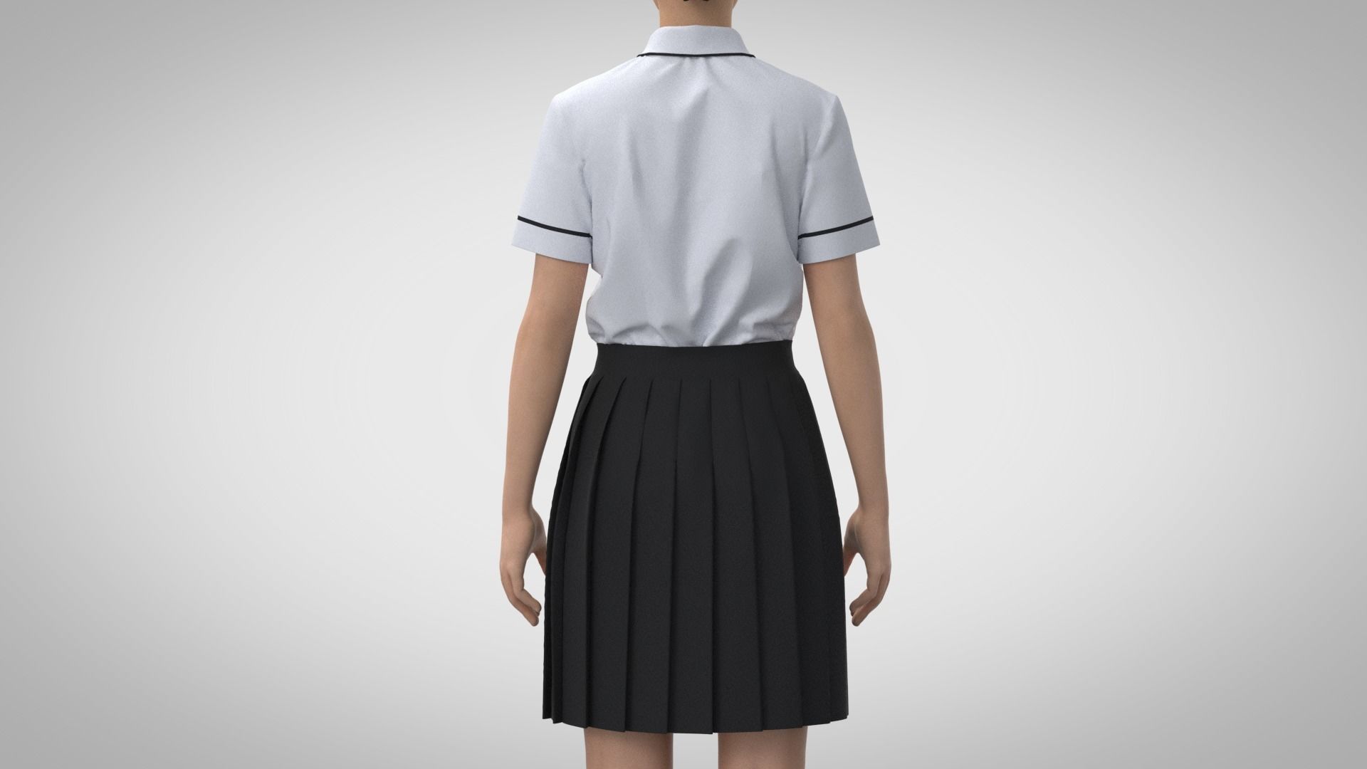 School Uniform Female 3D model | CGTrader