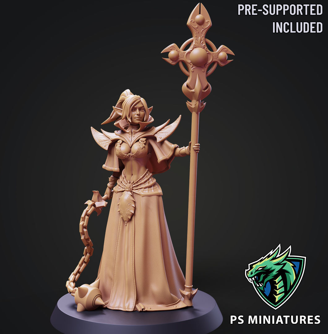 Drow Cleric Pose 4 - 4 Variants and 2 Pinups 3D model 3D printable ...