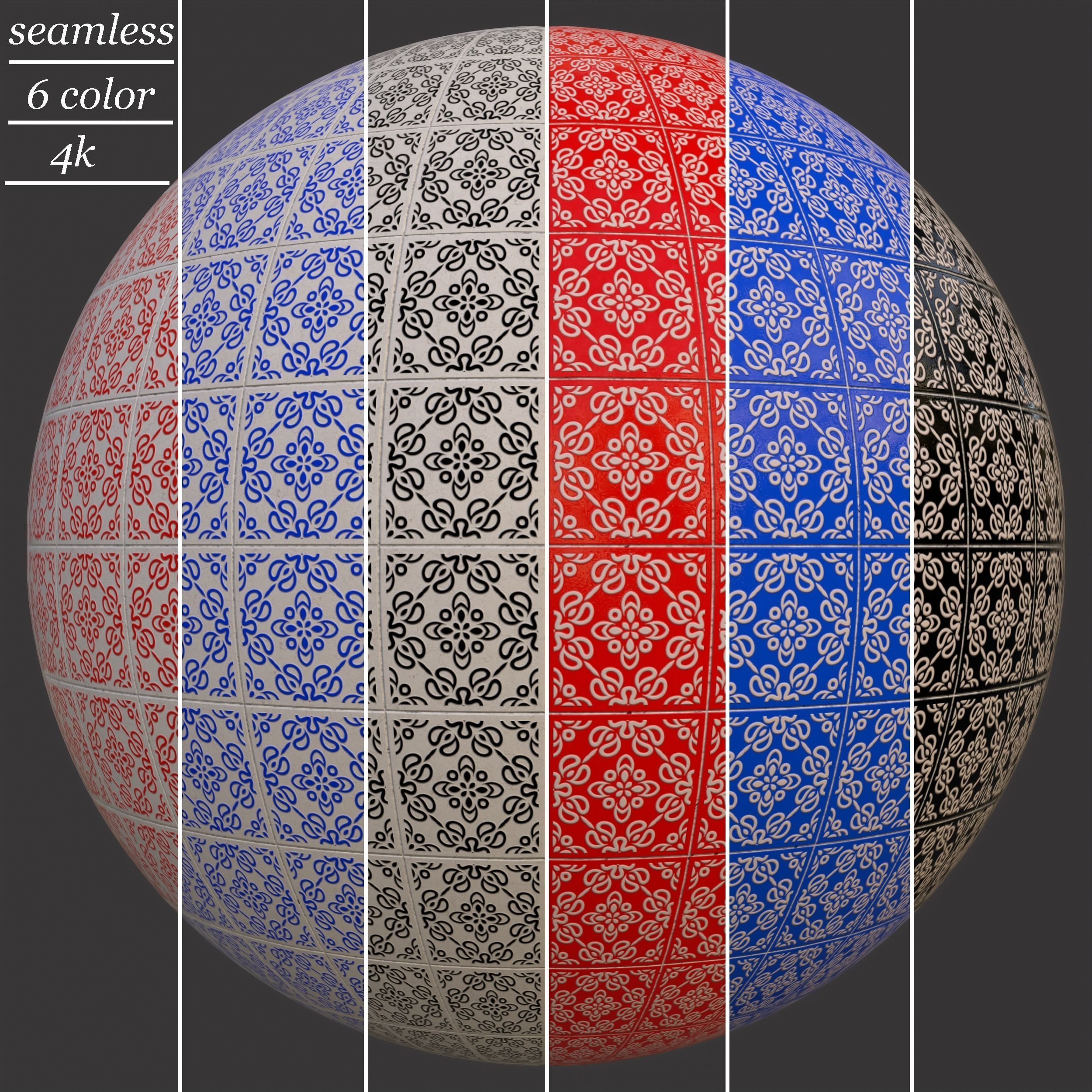 tile-6color-4k-seamless sphere Texture | CGTrader