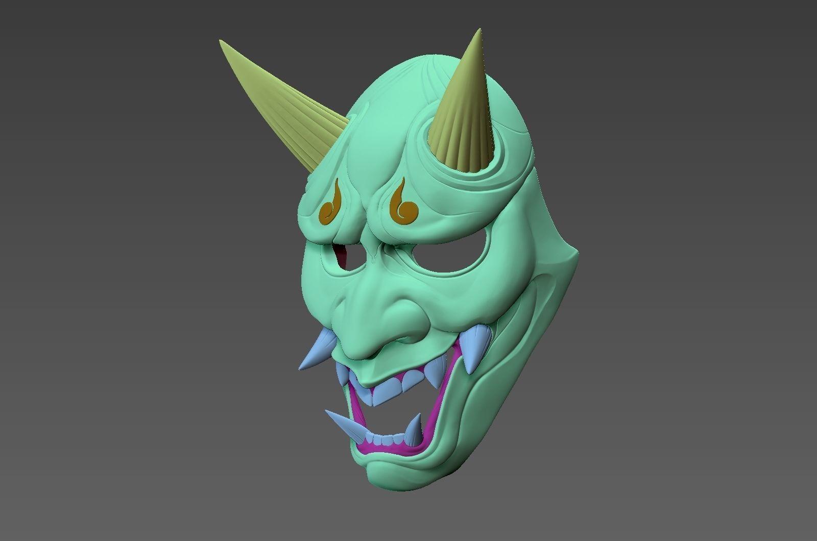 Japanese demon mask 3D model 3D printable | CGTrader