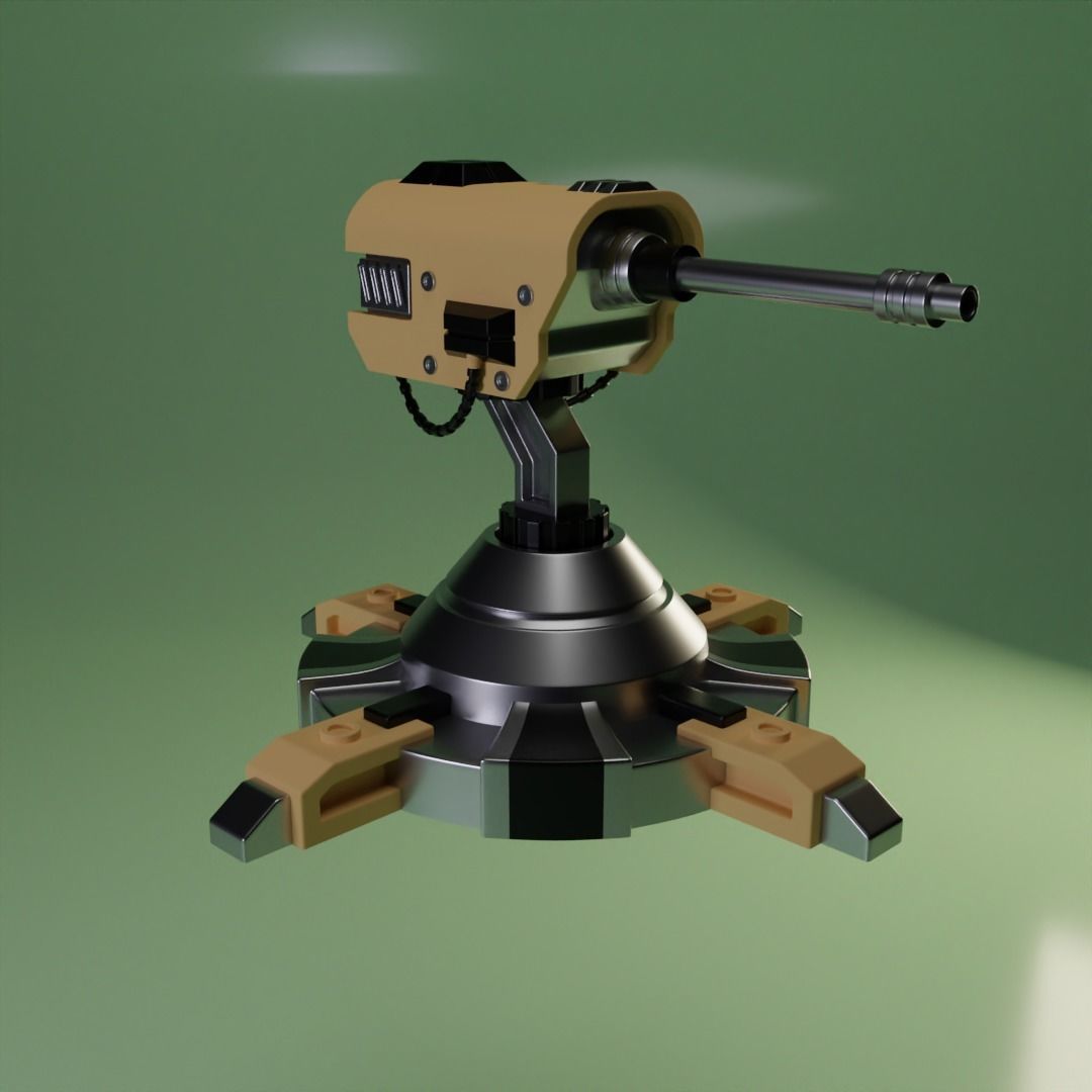 Combat laser turret free VR / AR / low-poly 3D model animated rigged ...
