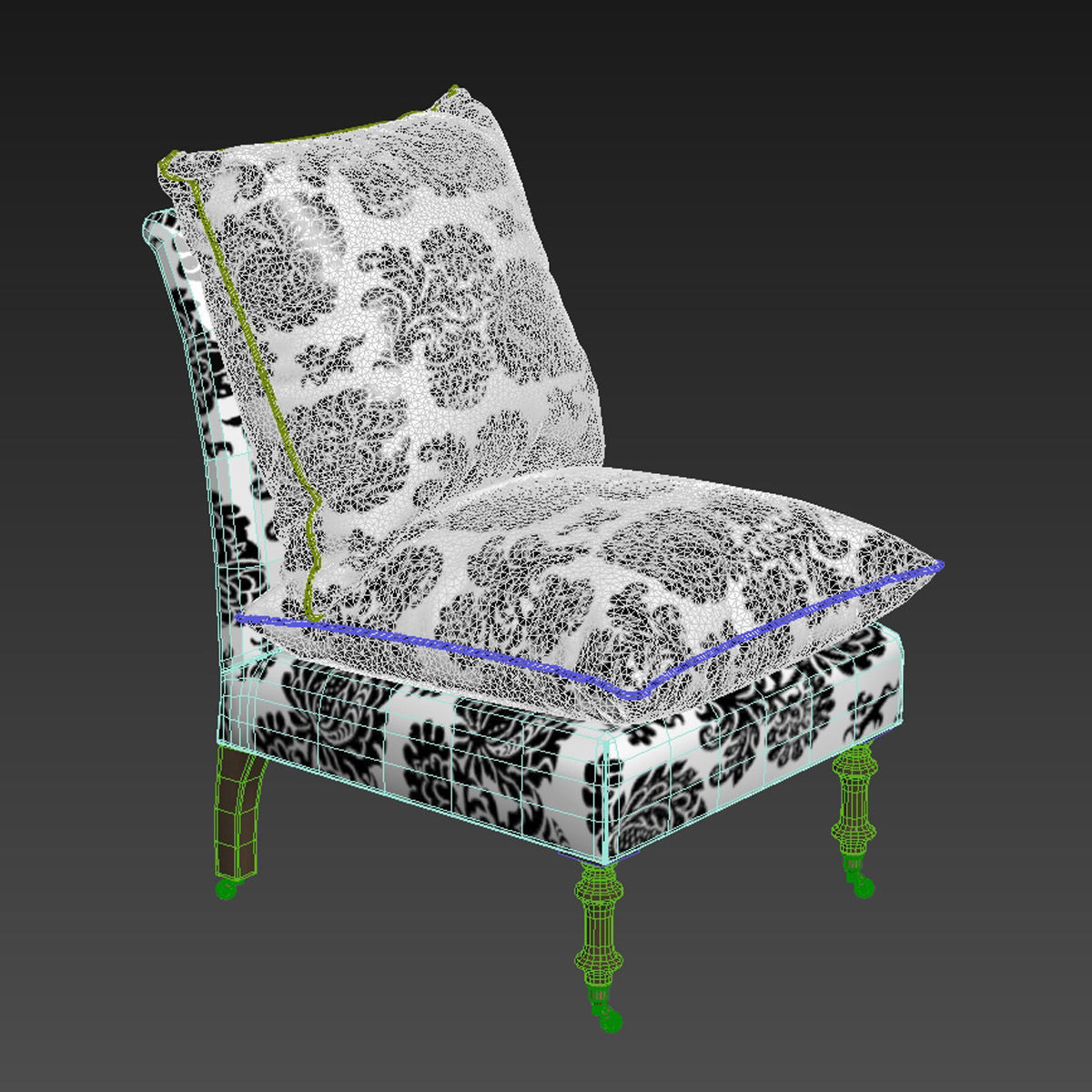 Bergere chair red upholstery 3D model | CGTrader