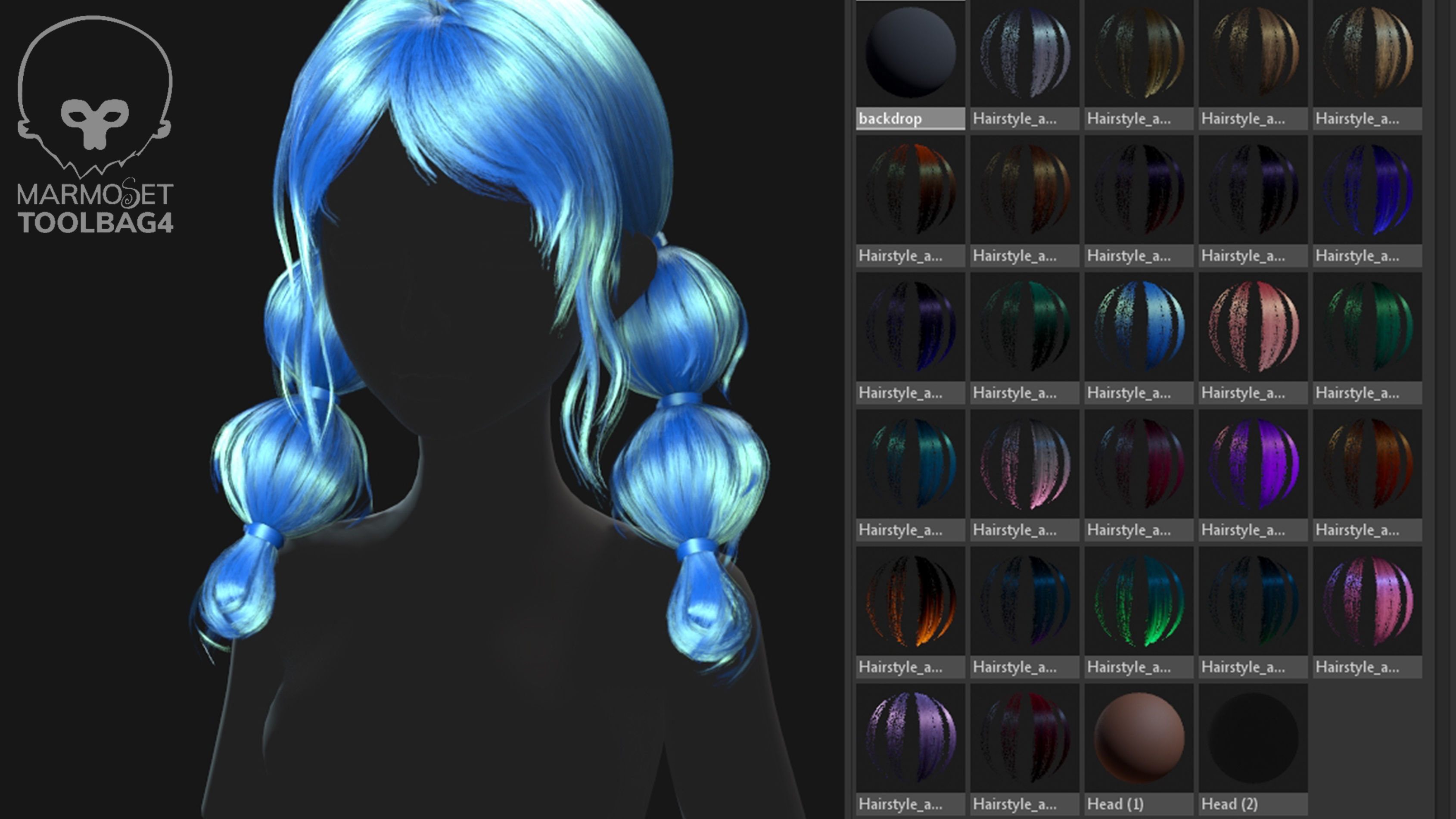 3D model Low poly cards Game-ready hairstyle with tails VR / AR / low ...