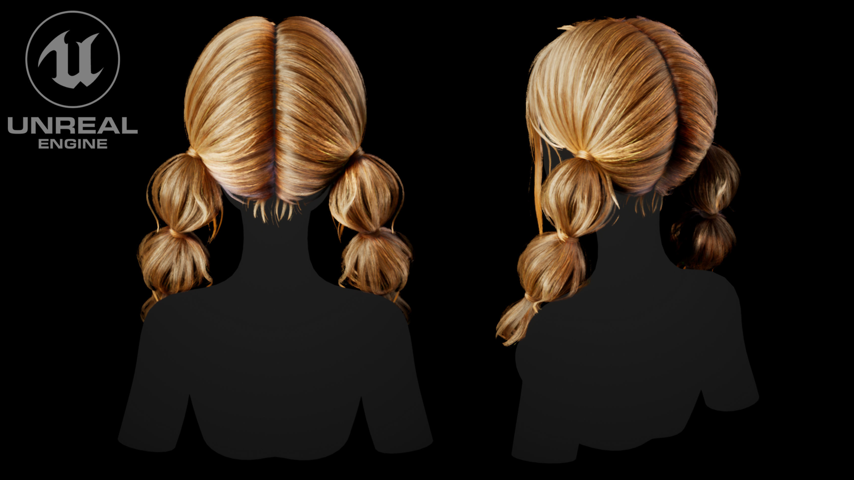 3D model Low poly cards Game-ready hairstyle with tails VR / AR / low ...