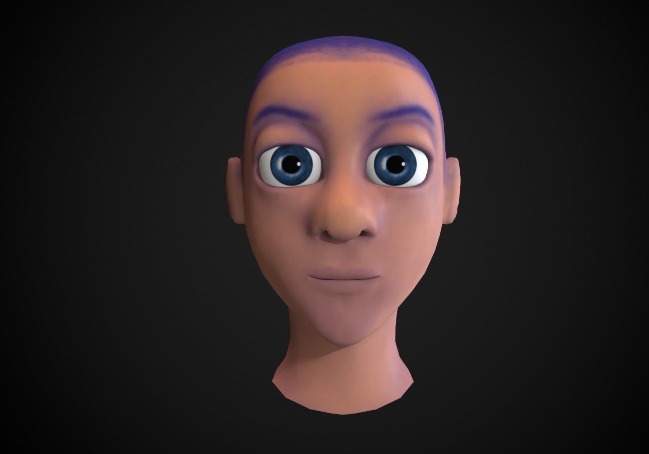 3D model male head with blue hair VR / AR / low-poly | CGTrader