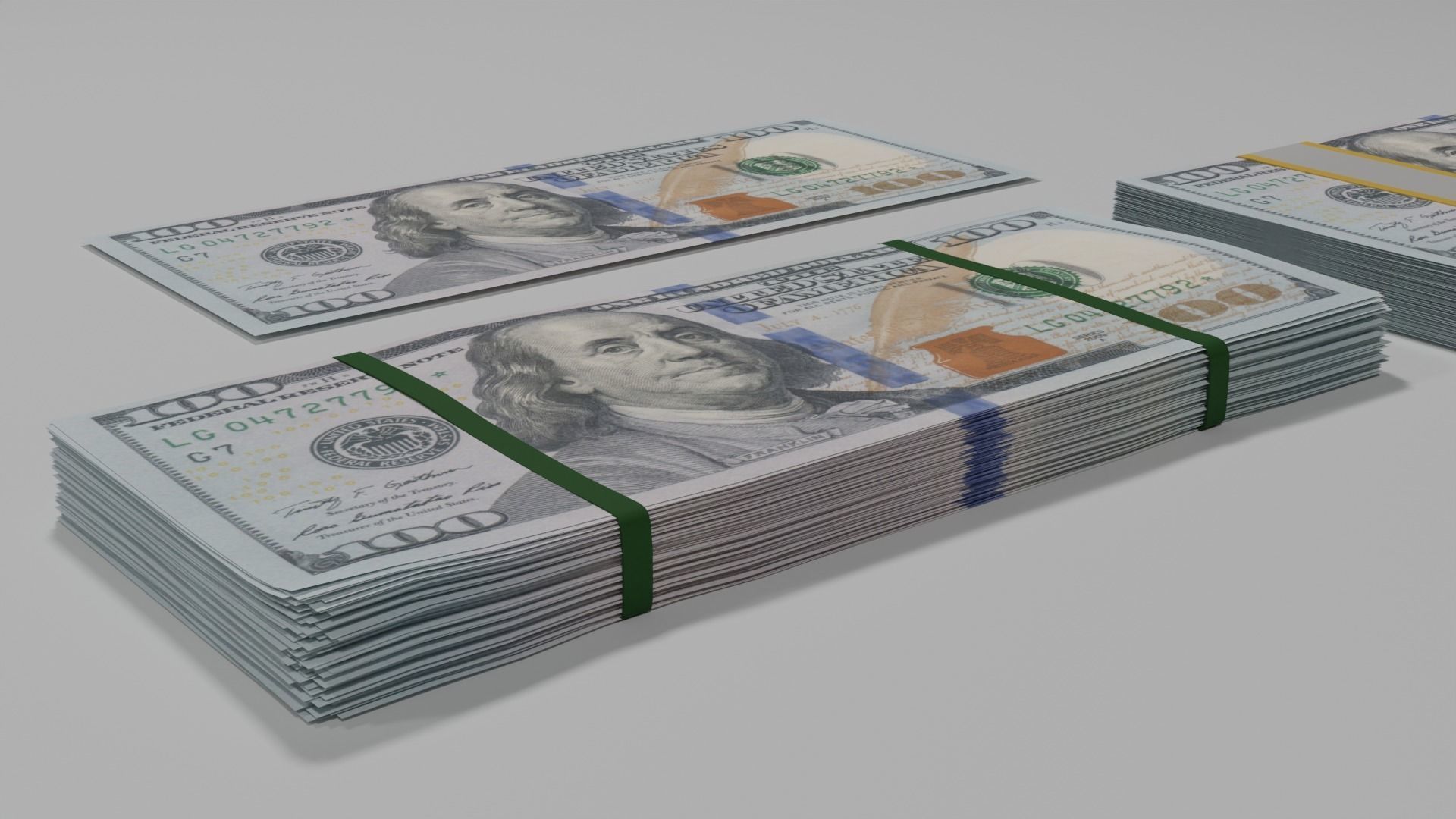 Collection of 100 american dollars free 3D model | CGTrader