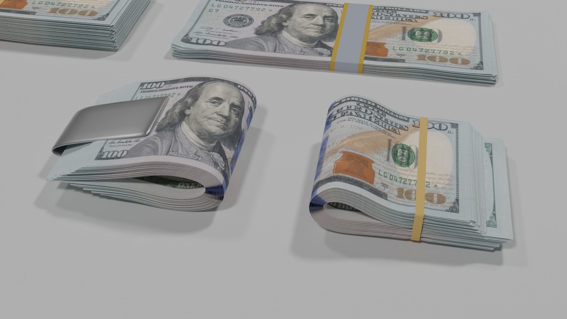 Collection of 100 american dollars free 3D model | CGTrader