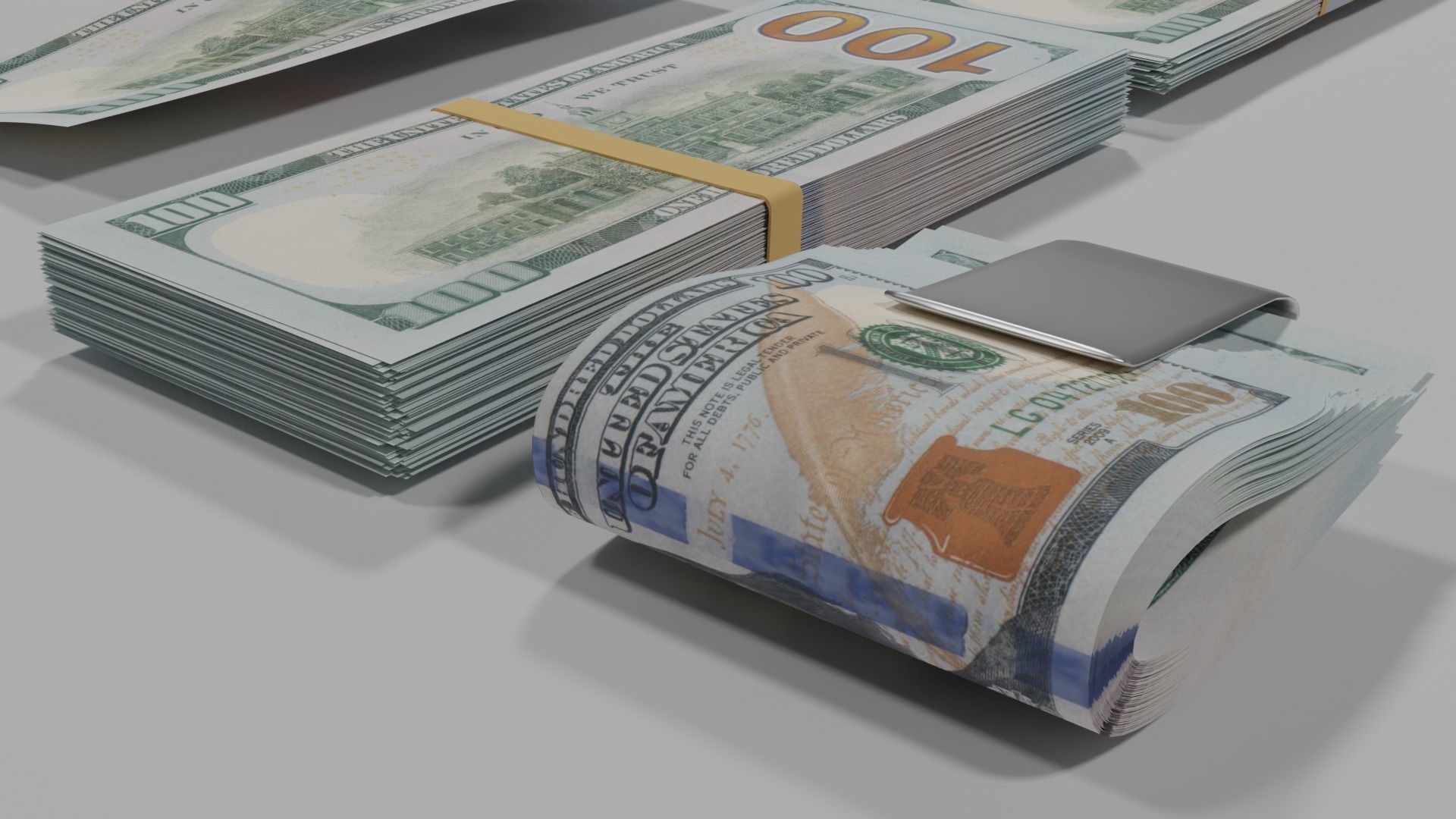 Collection of 100 american dollars free 3D model | CGTrader