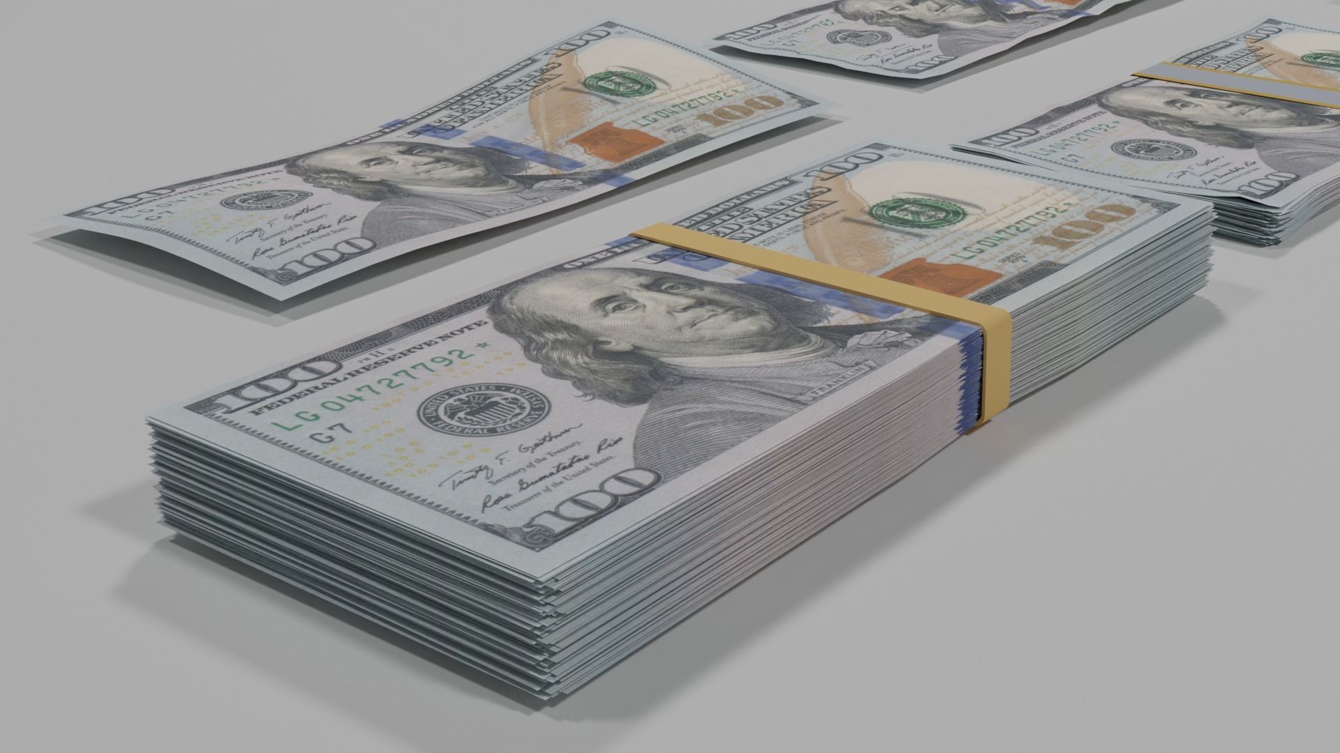 Collection of 100 american dollars free 3D model | CGTrader