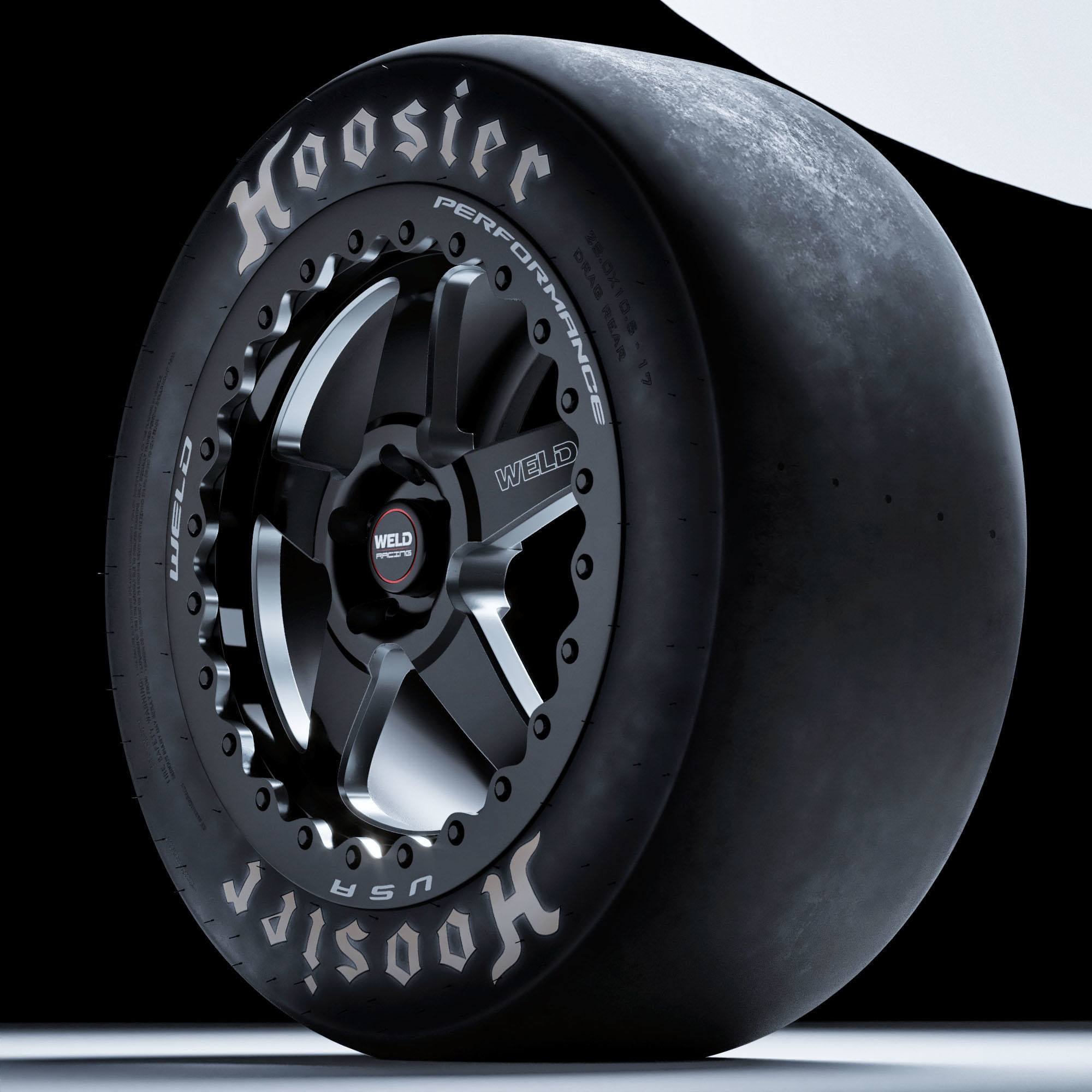 3D model Hoosier Tire Weld Wheels Ventura Drag racing package VR / AR ...