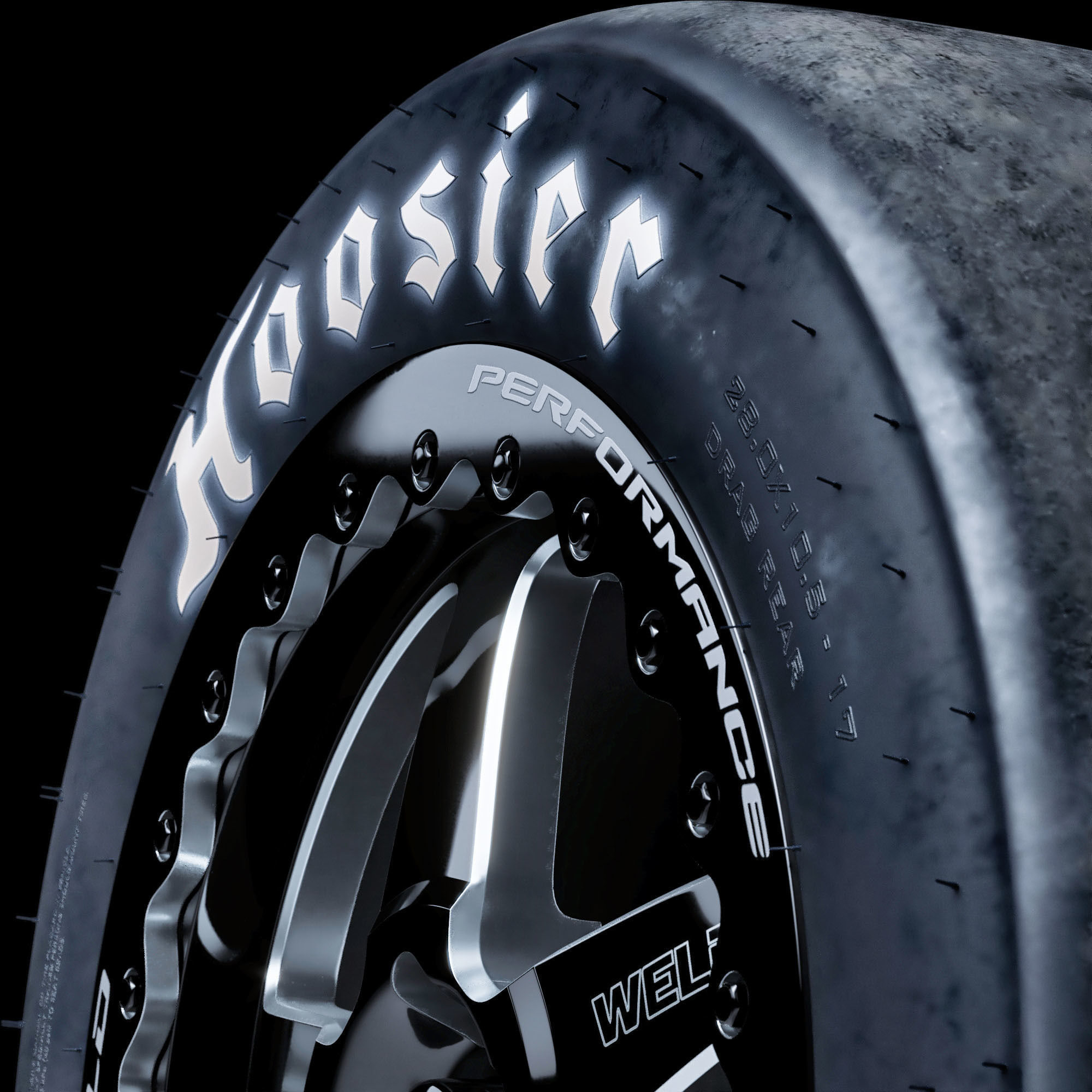 3D model Hoosier Tire Weld Wheels Ventura Drag racing package VR / AR ...