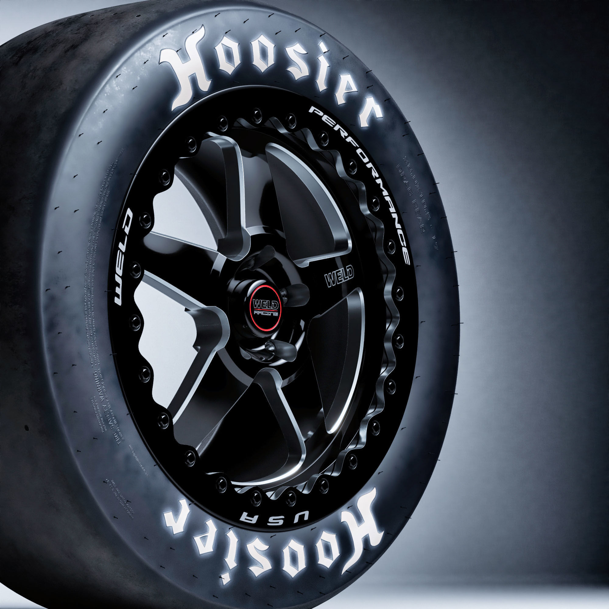 3D model Hoosier Tire Weld Wheels Ventura Drag racing package VR / AR ...