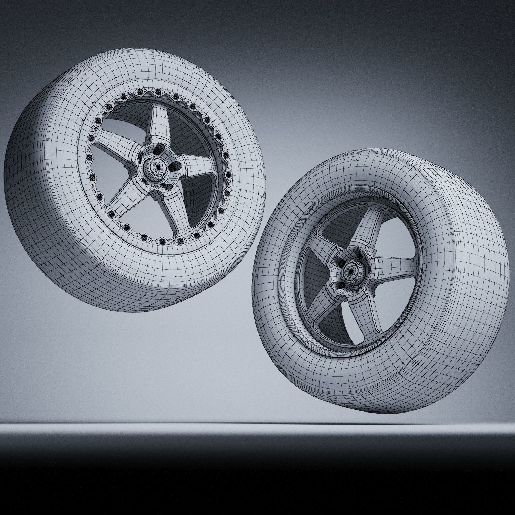 3D model Hoosier Tire Weld Wheels Ventura Drag racing package VR / AR ...