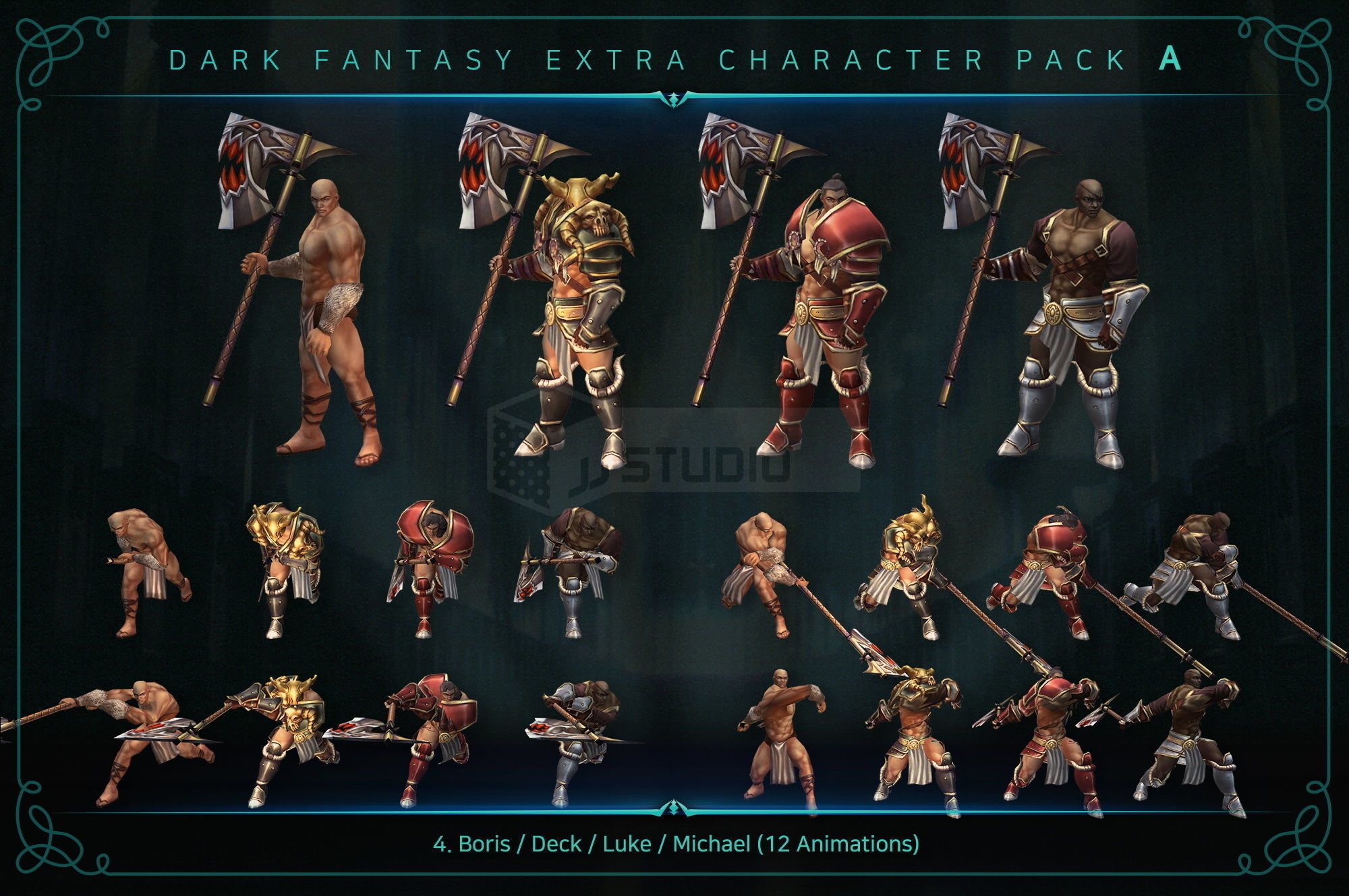 3D model Dark Fantasy Extra Character Pack A VR / AR / low-poly | CGTrader