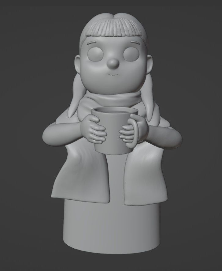 Cute Cartoon Girl With Cocoa 3D Printable free 3D model | CGTrader