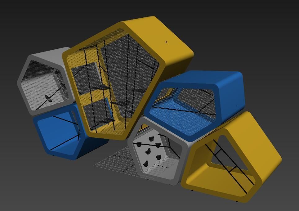 outdoor kids expansion playground cube amusement equipment 3D model ...