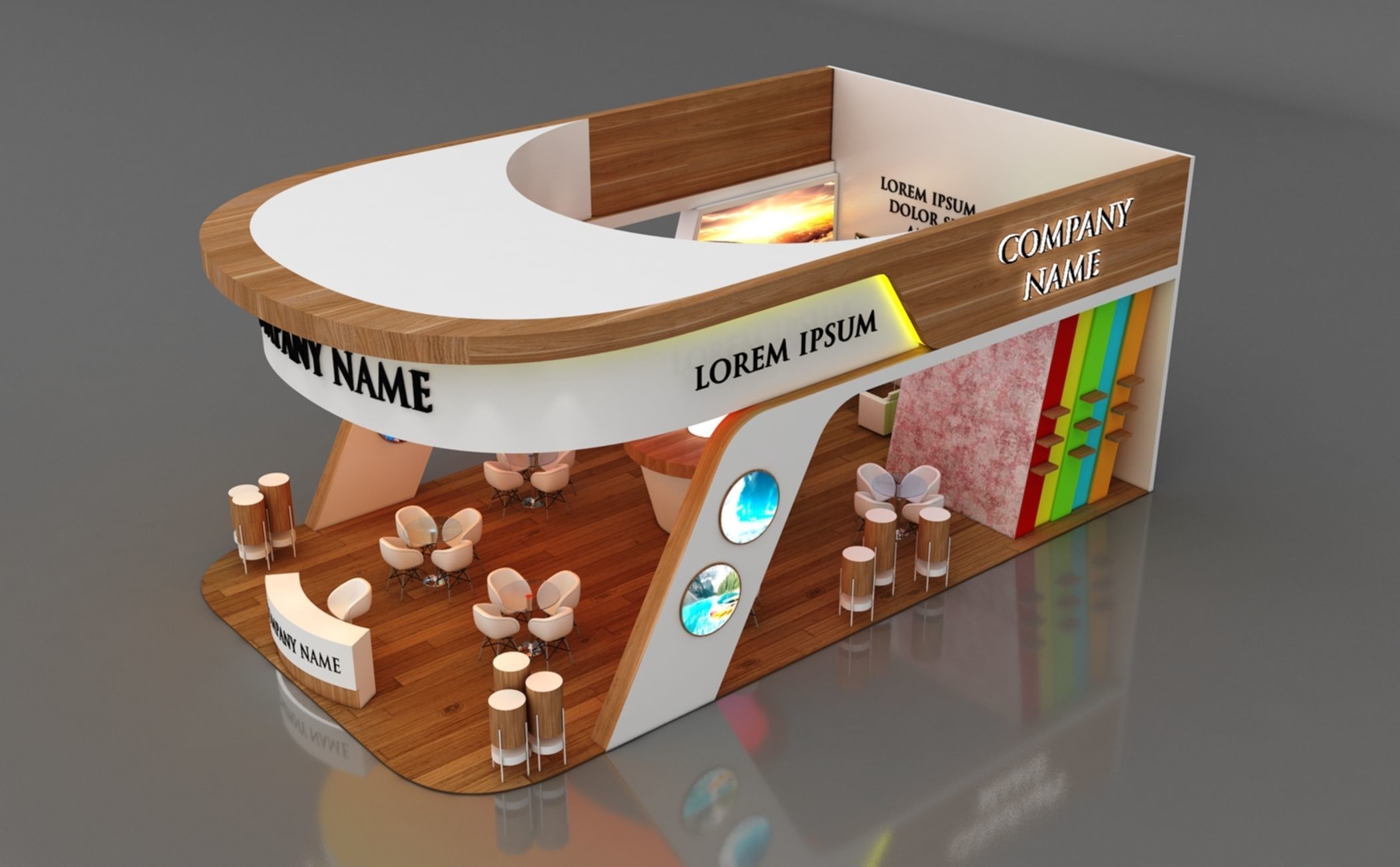 Booth Exhibition Stand Stall 12x7m Height 500 cm 3 Side Open 3D model ...