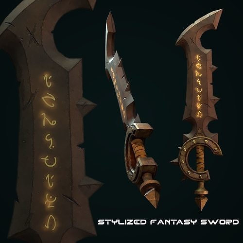 3D model Game-Ready Stylized Rune Sword VR / AR / low-poly | CGTrader