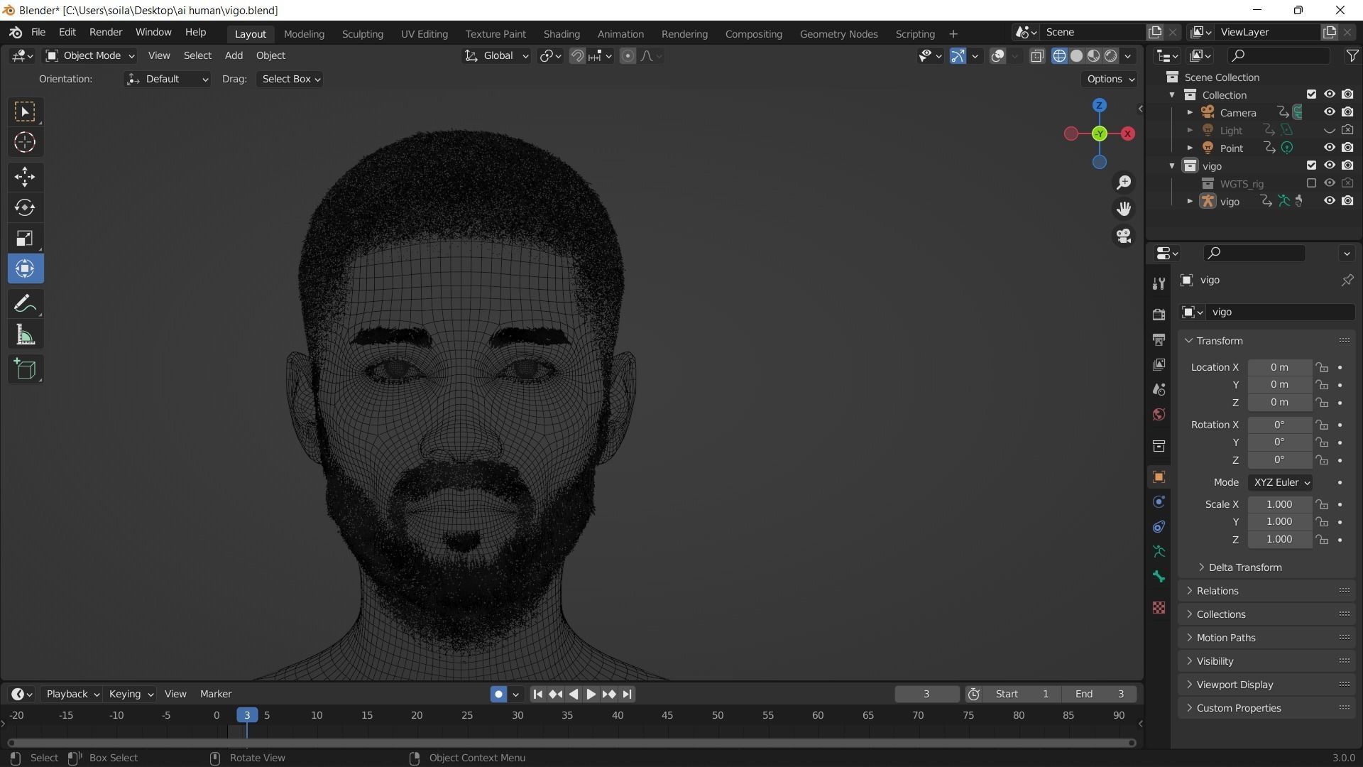 Vigo African Realistic Rigged Blender Character model 3D model rigged ...