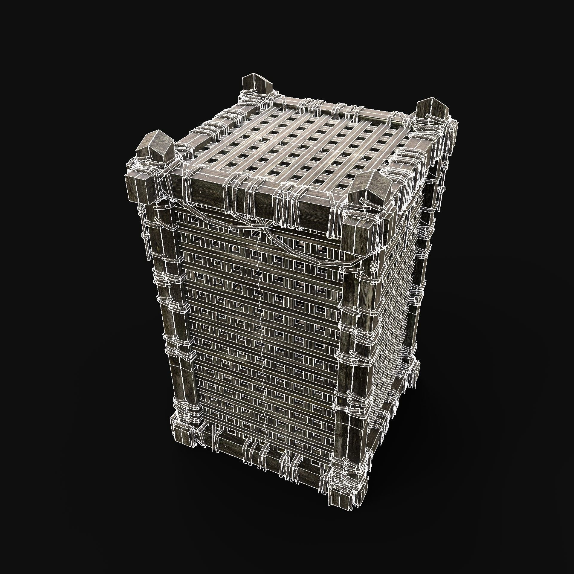 3D model WOODEN CAGE LOCKER FARM ANIMAL WAGON WOODEN PRISONER AAA ...