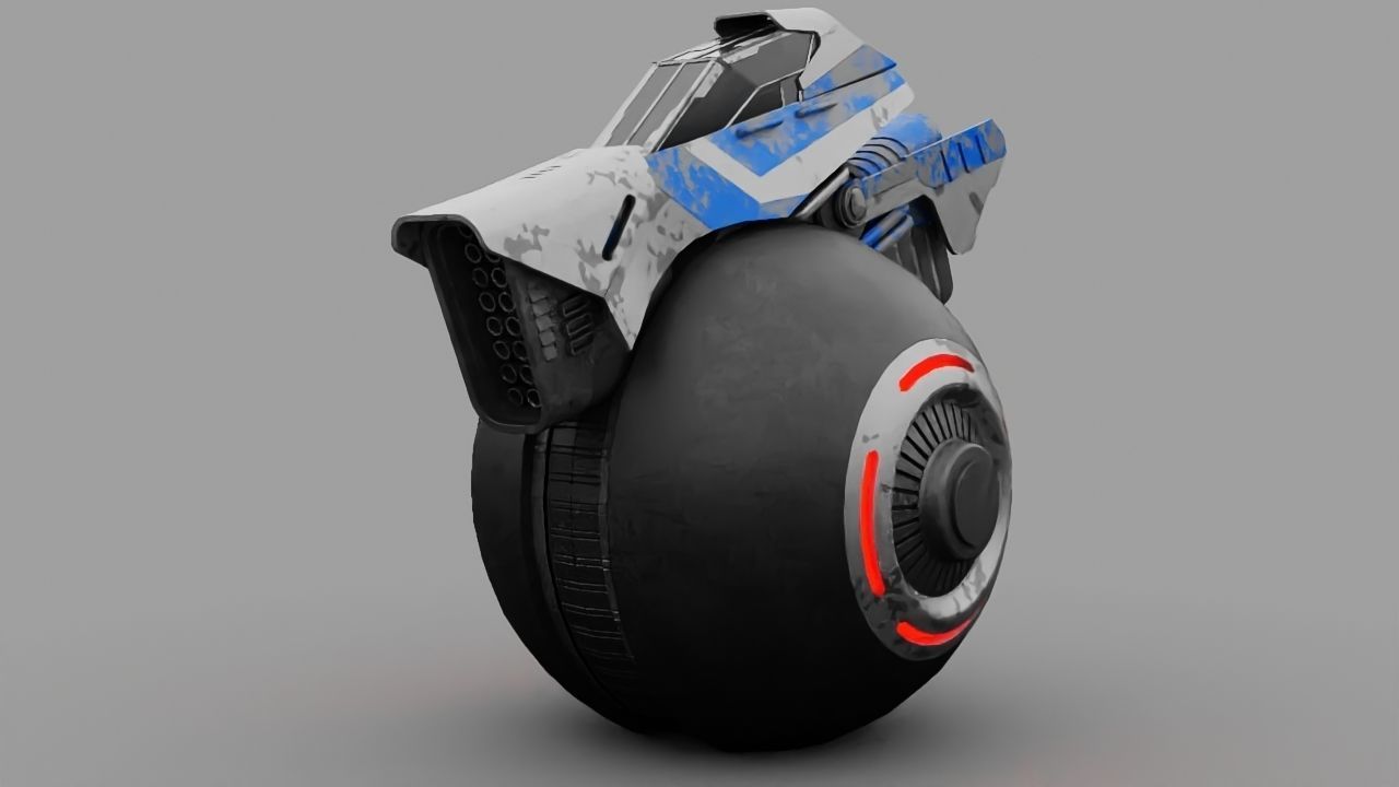 one wheel futuristic vehicle 3D model rigged | CGTrader