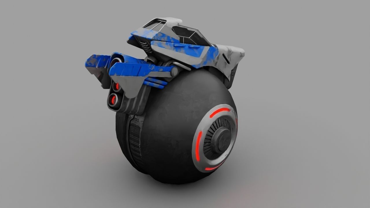 one wheel futuristic vehicle 3D model rigged | CGTrader