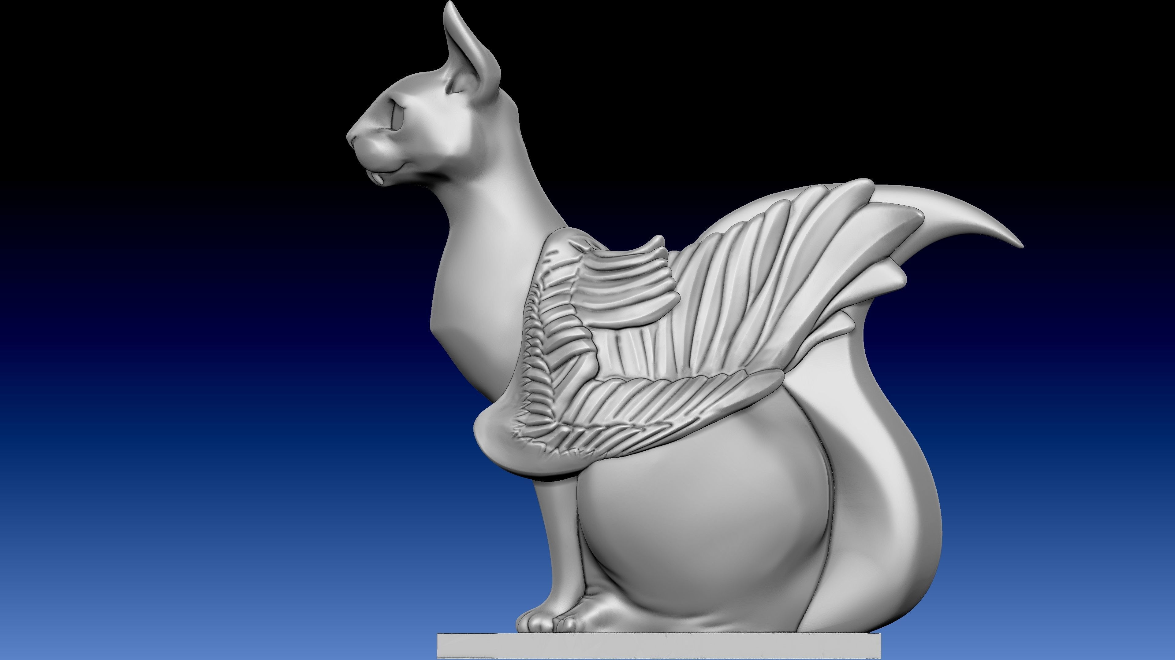 3d Print Cat Sphynx with Wings Sitting 3D model 3D printable | CGTrader
