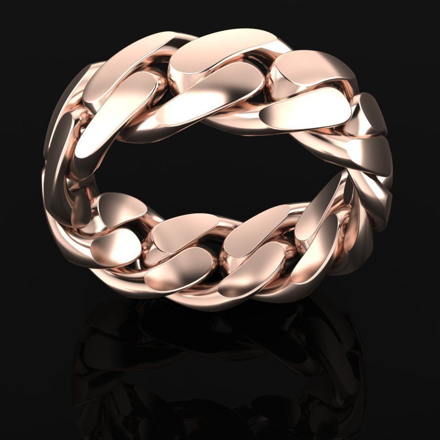 Cuban link chain ring 4 I 6 I 8 I 10 I 12 mm wide 3D Model Collection ...