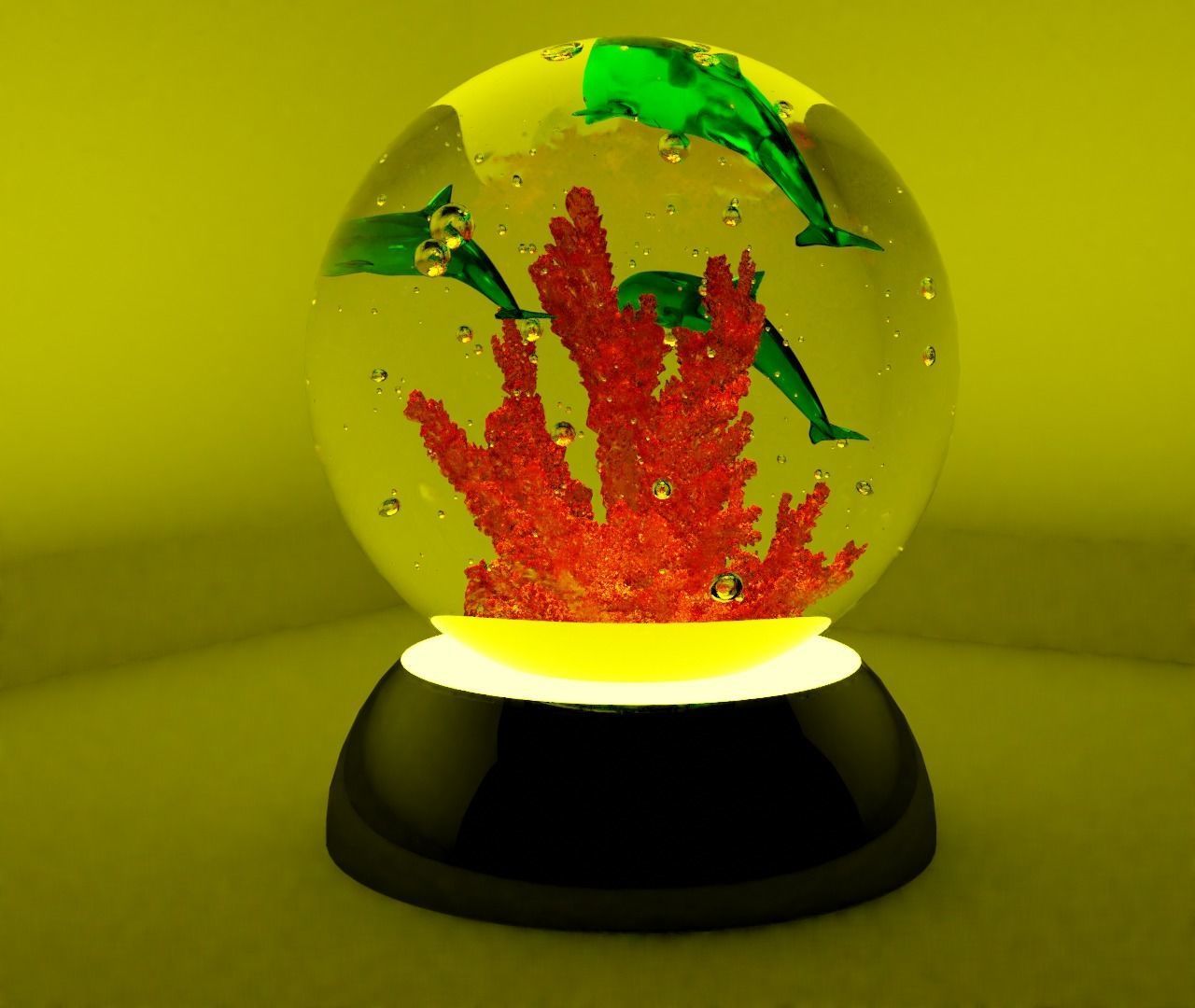 Night light with dolphins free 3D model animated | CGTrader