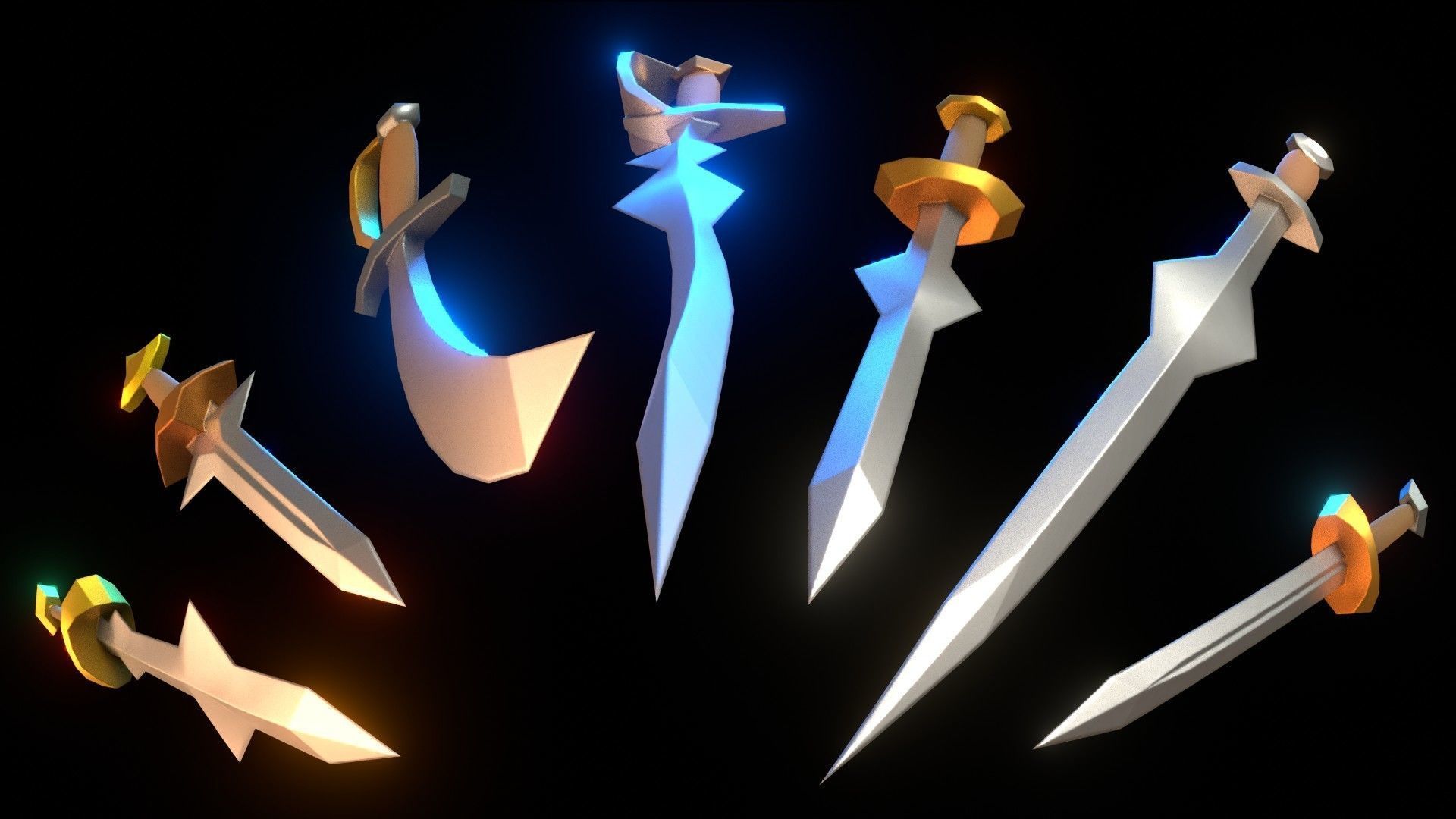 50 Lowpoly 3D Swords CC0 free VR / AR / low-poly 3D model | CGTrader