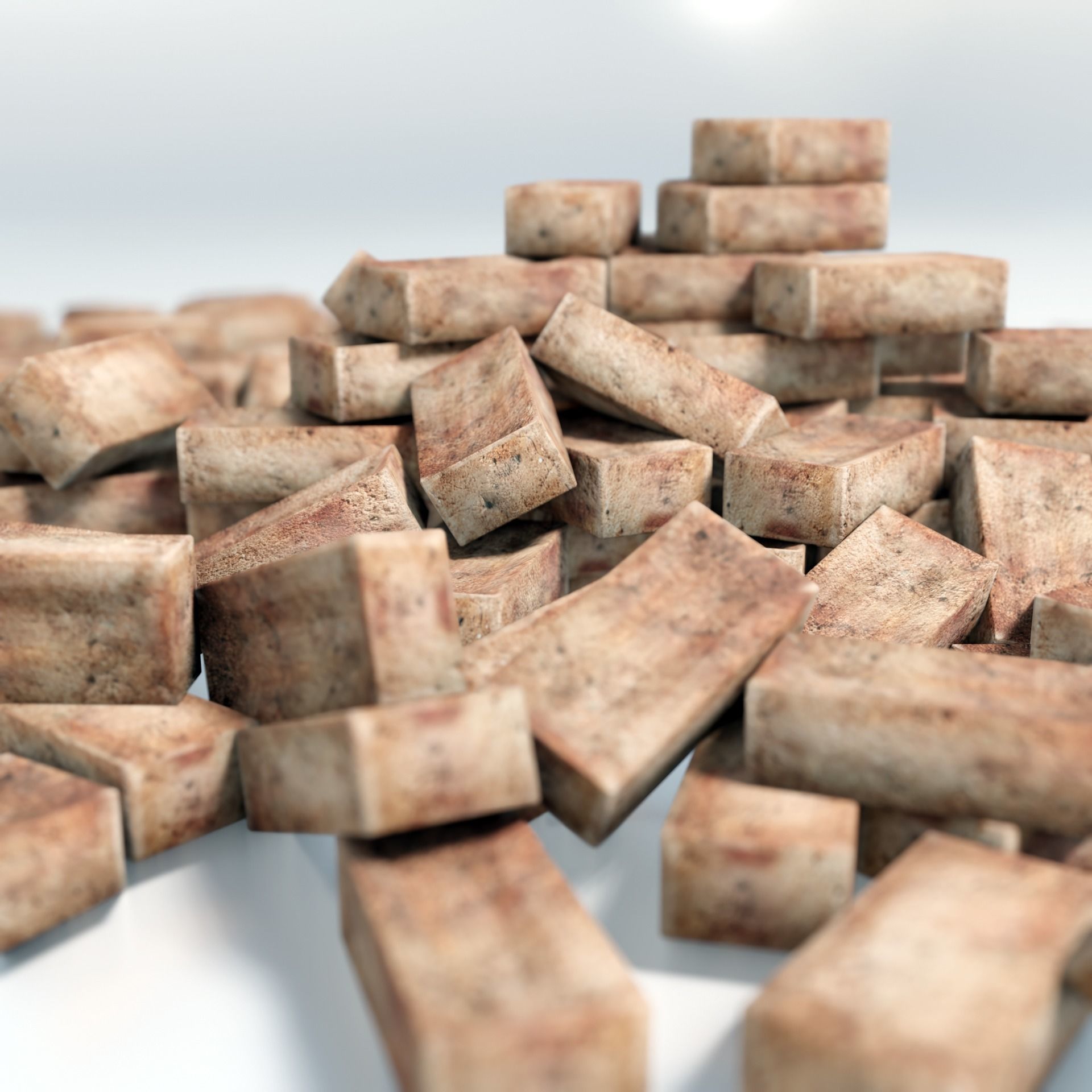 3D model Brick Pile Low Poly game asset with 4 K PBR Textures VR / AR ...