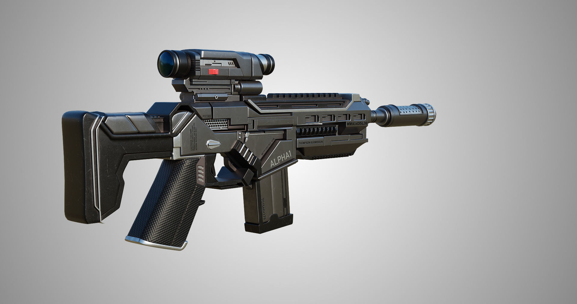 3D model Assault Rifle Gun PBR Unity UE Arnold V-ray Textures Included ...