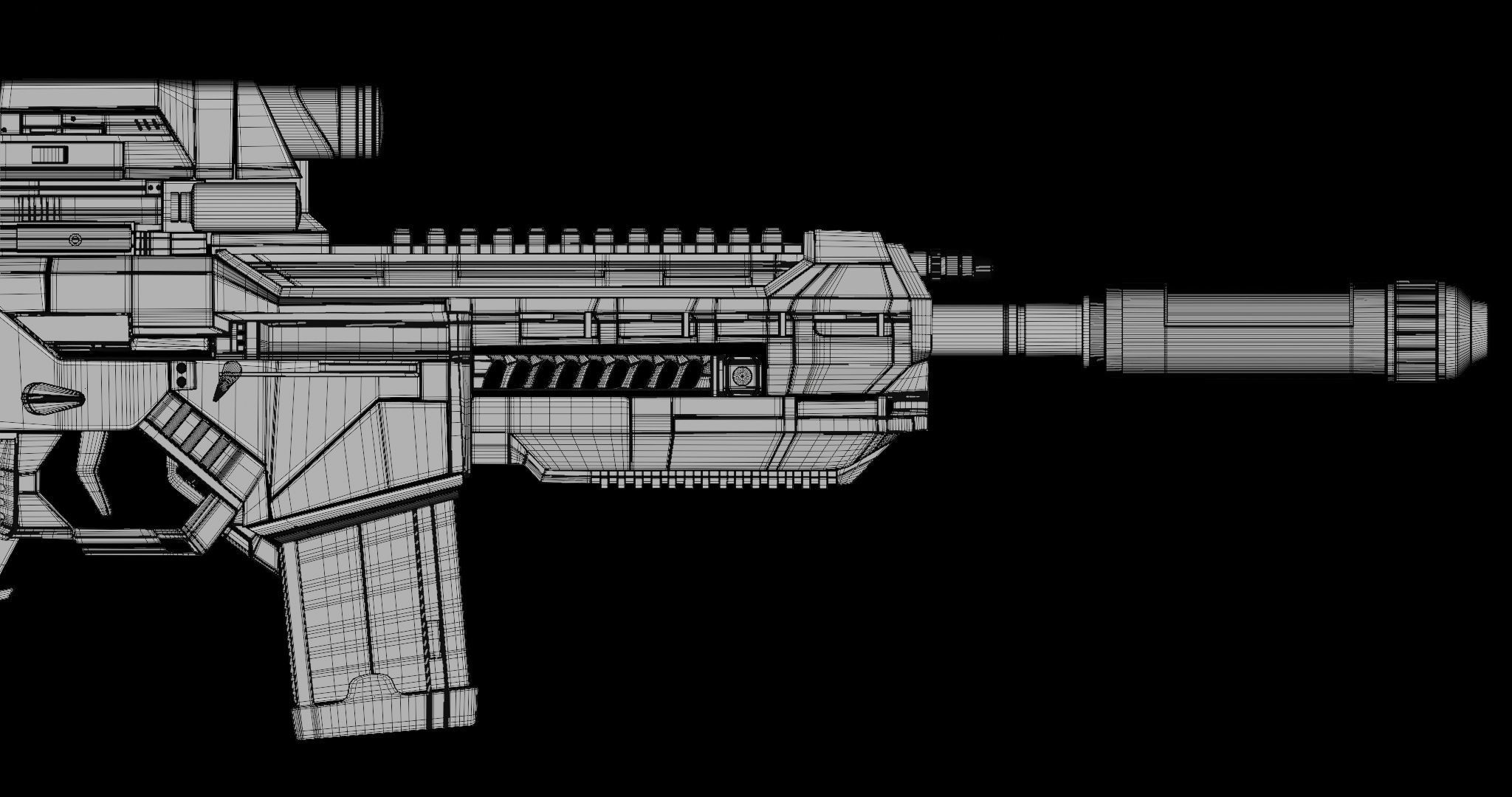 3D model Assault Rifle Gun PBR Unity UE Arnold V-ray Textures Included ...