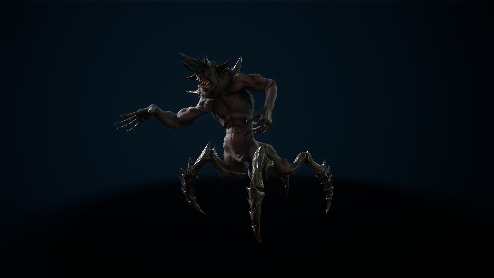 Monster 1 demon with claws free VR / AR / low-poly 3D model animated ...