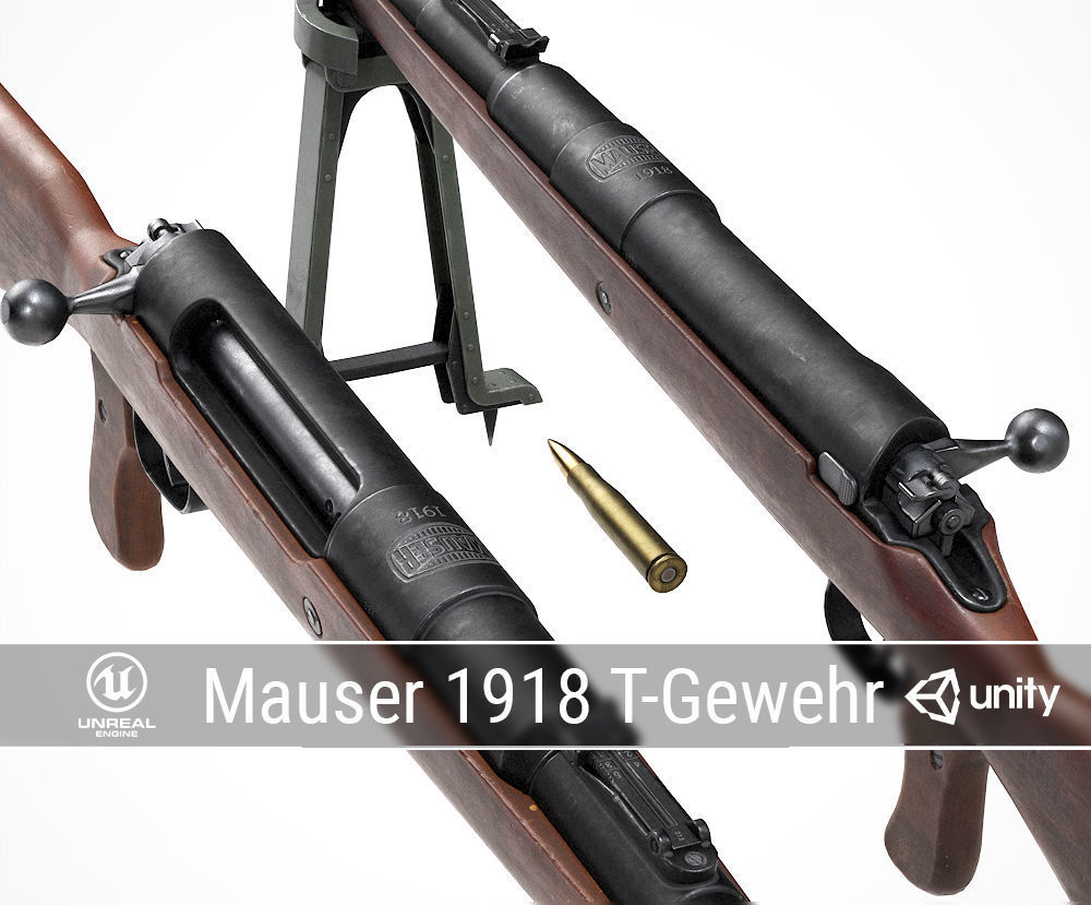 3D model PBR Mauser 1918 Tankgewehr VR / AR / low-poly | CGTrader