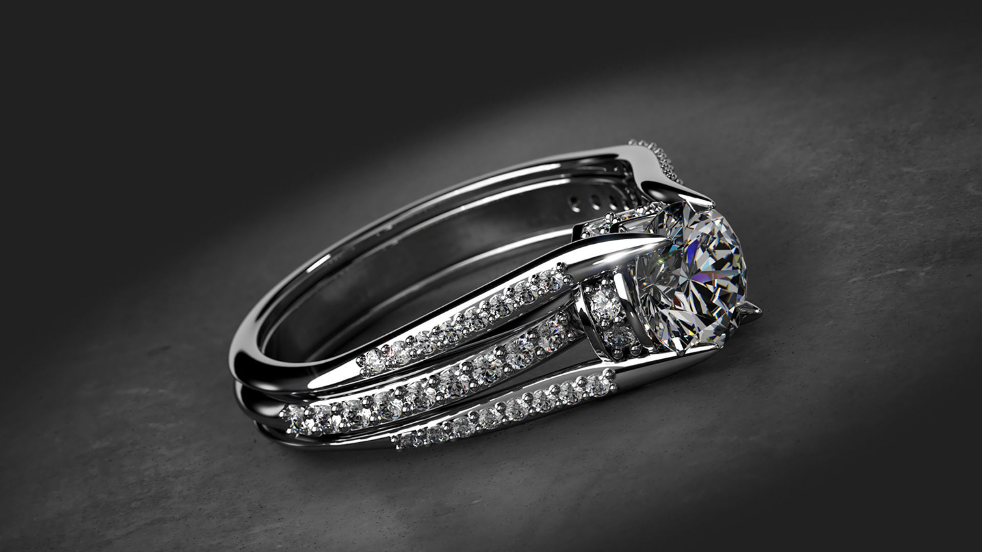 3D Jewelry Rendering Scene Engagement Ring Rhinoceros Dark 3D model ...