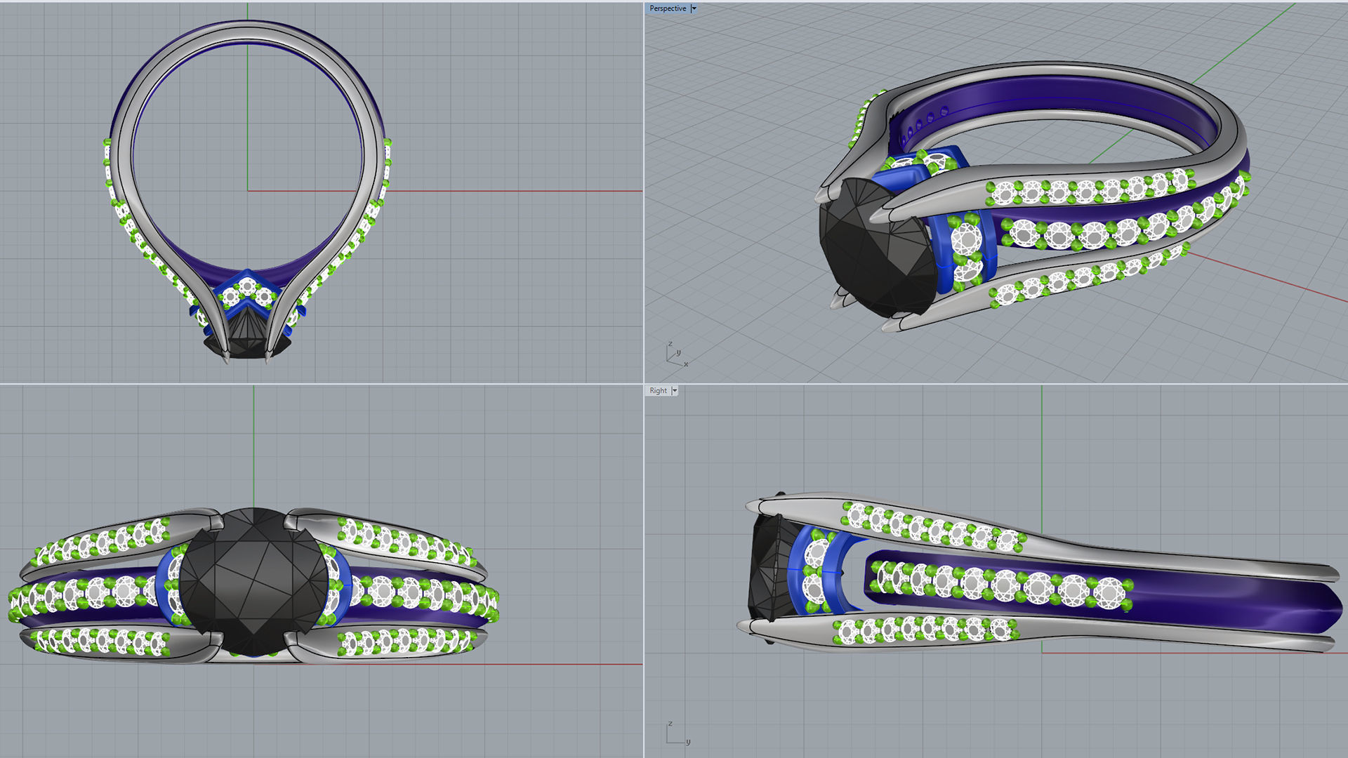 3D Jewelry Rendering Scene Engagement Ring Rhinoceros Dark 3D model ...