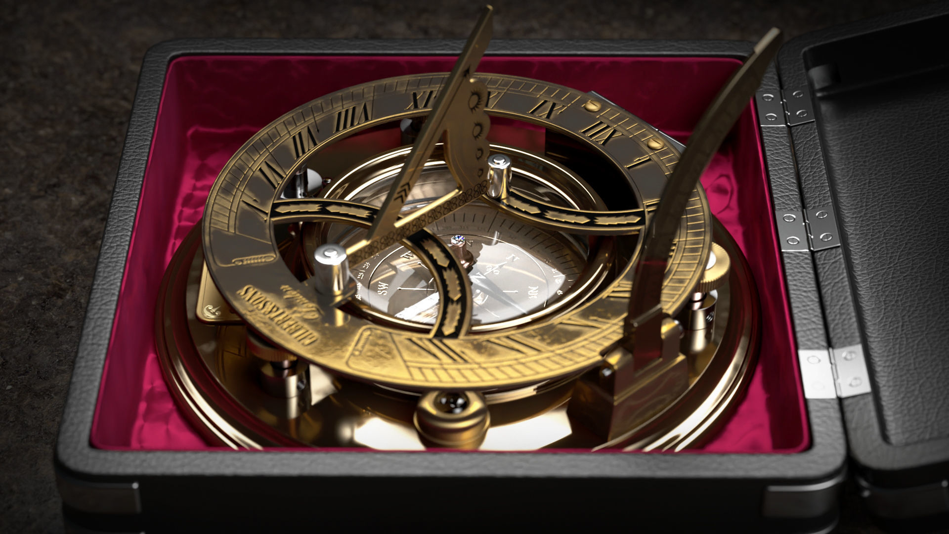 Compass Antique Brass Sundial 3D model animated | CGTrader