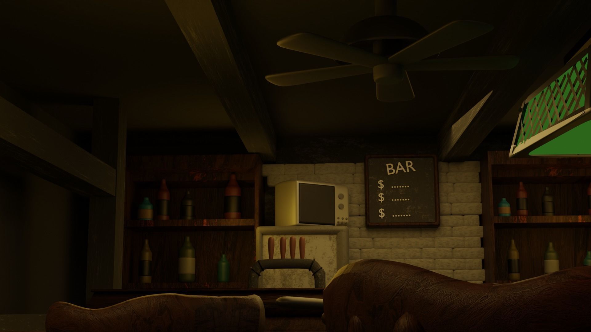 Bar with Pool Table free 3D model | CGTrader