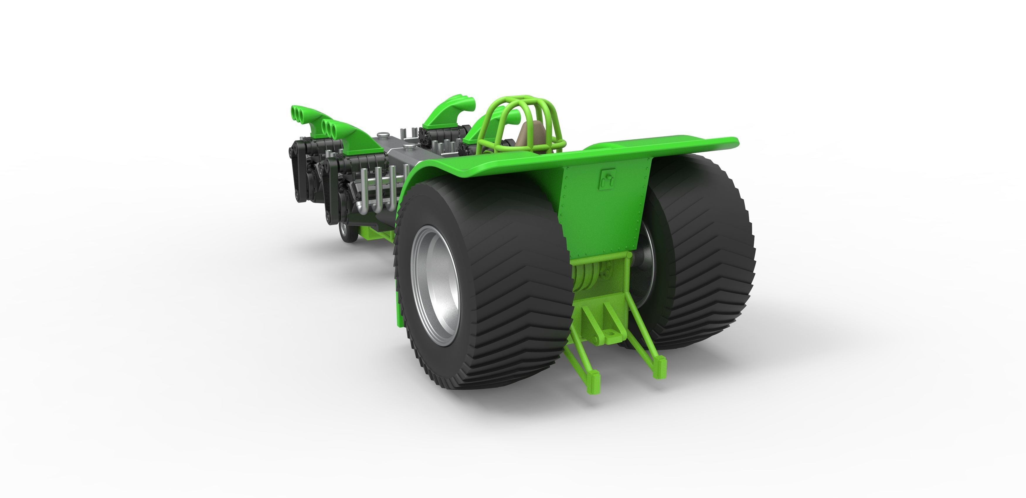 Diecast Pulling tractor with 4 transverse V8 engines 1 to 25 3D model ...